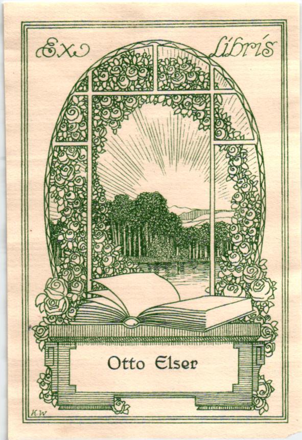Exlibris Otto Elser, Buch mit Fensteraussicht" by Otto Elser: Gut Kein ...