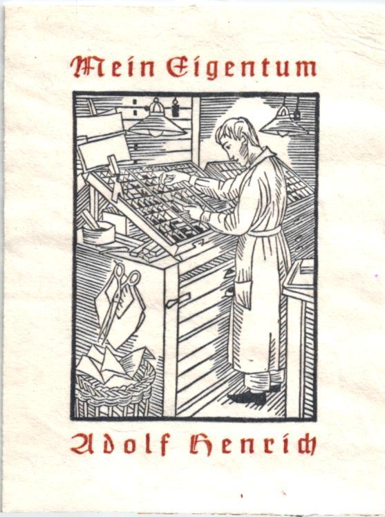 Ex Libris Adolf Henrich, Schriftsetzer, von Adolf Henrich: Gut ...