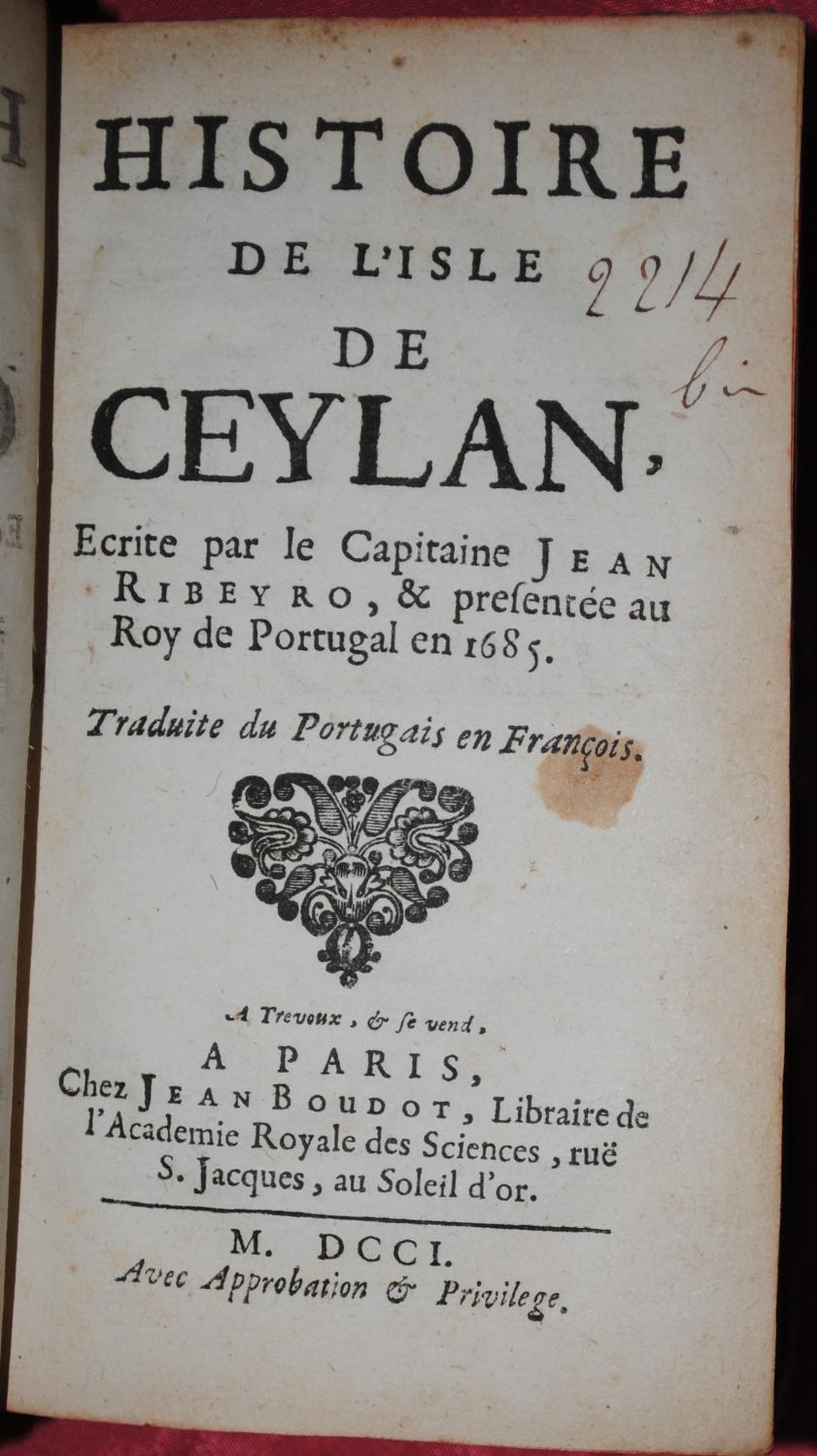Histoire de l'isle de ceylan by ribeyro jean: Bon Couverture rigide ...