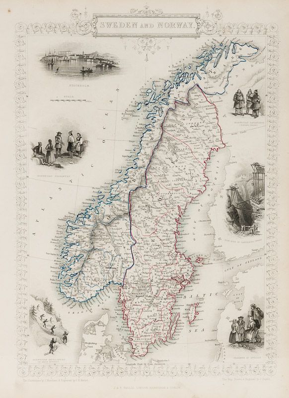 Sweden and Norway - with Vignette of Stockholm, and Depictions of ...