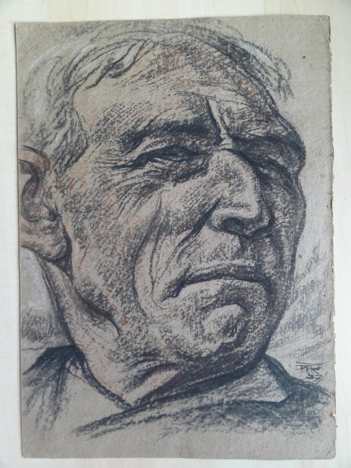 Antique Drawing-PORTRAIT-MALE-STOUT-LABORER-DUTCH-Koster-1937: (1937 ...