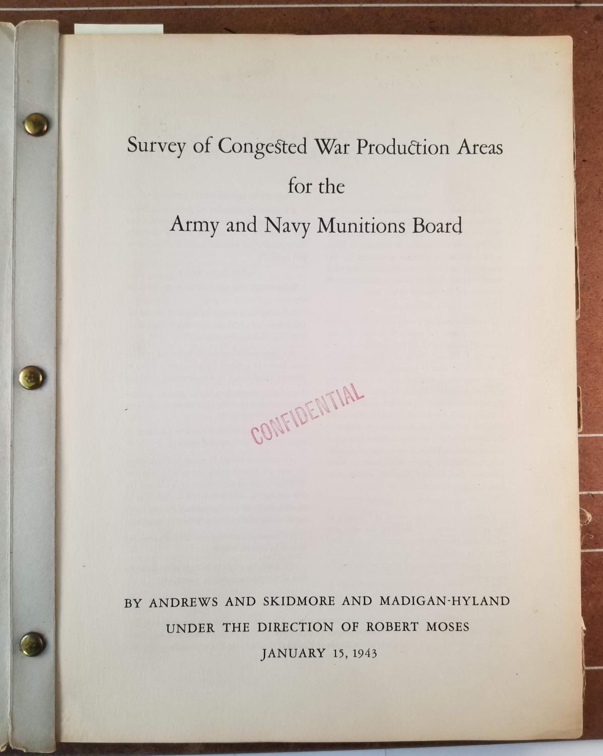 Survey of Congested War Production Areas for the Army and Navy ...