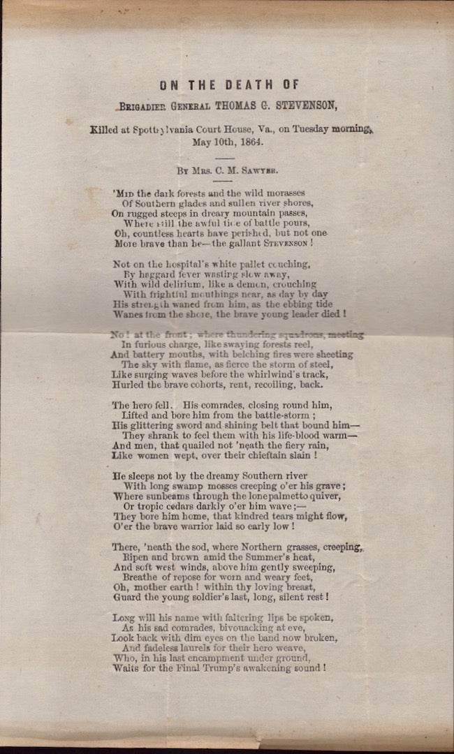 Memoir of General Thomas Greely Stevenson Includes broadside poem ...