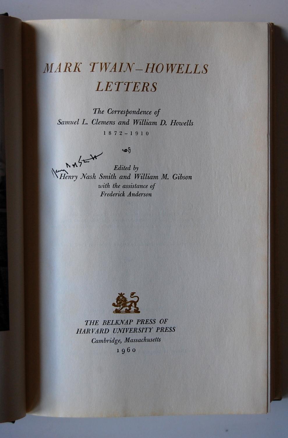 Mark Twain - Howells Letters: The Correspondence of Samuel L. Clemens ...