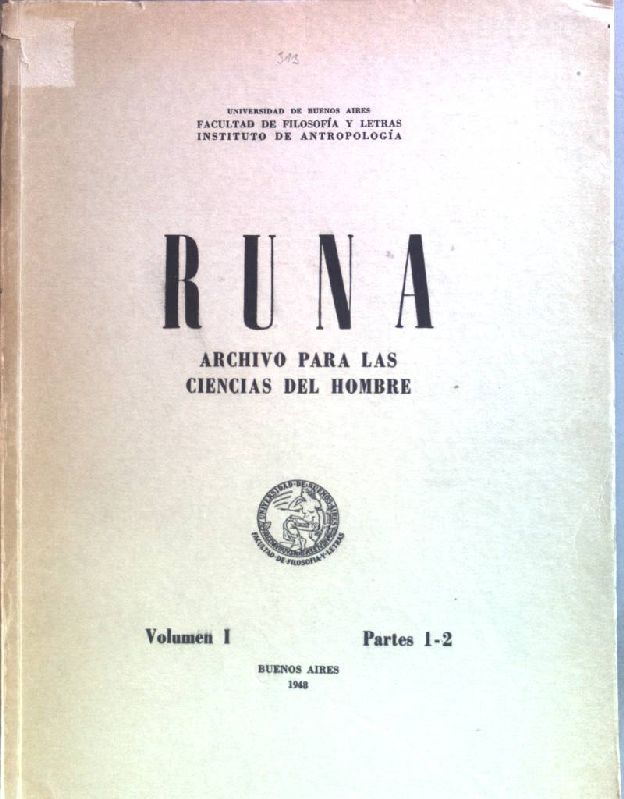 Runa archivo para las ciencias del hombre, volumen I, partes 1-2.: Gut ...