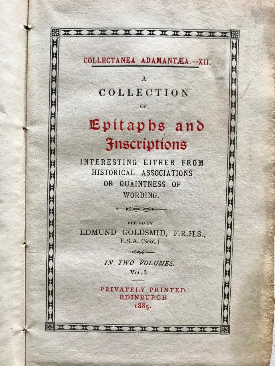 COLLECTANEA ADAMANTAEA. - XII. A Collection of Epitaphs and ...