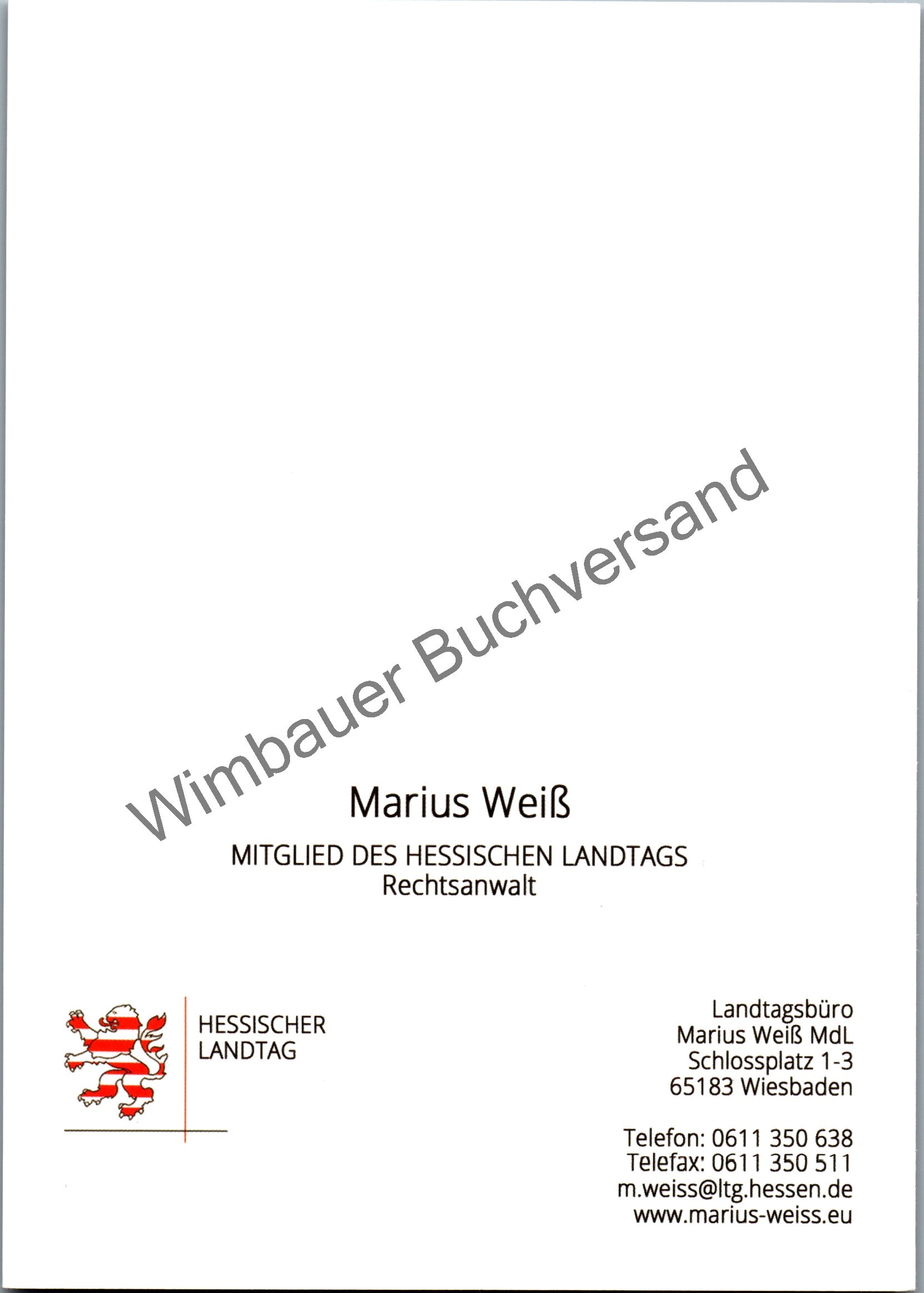 Original Autogramm Marius Weiß MdL Hessen /// Autogramm Autograph ...