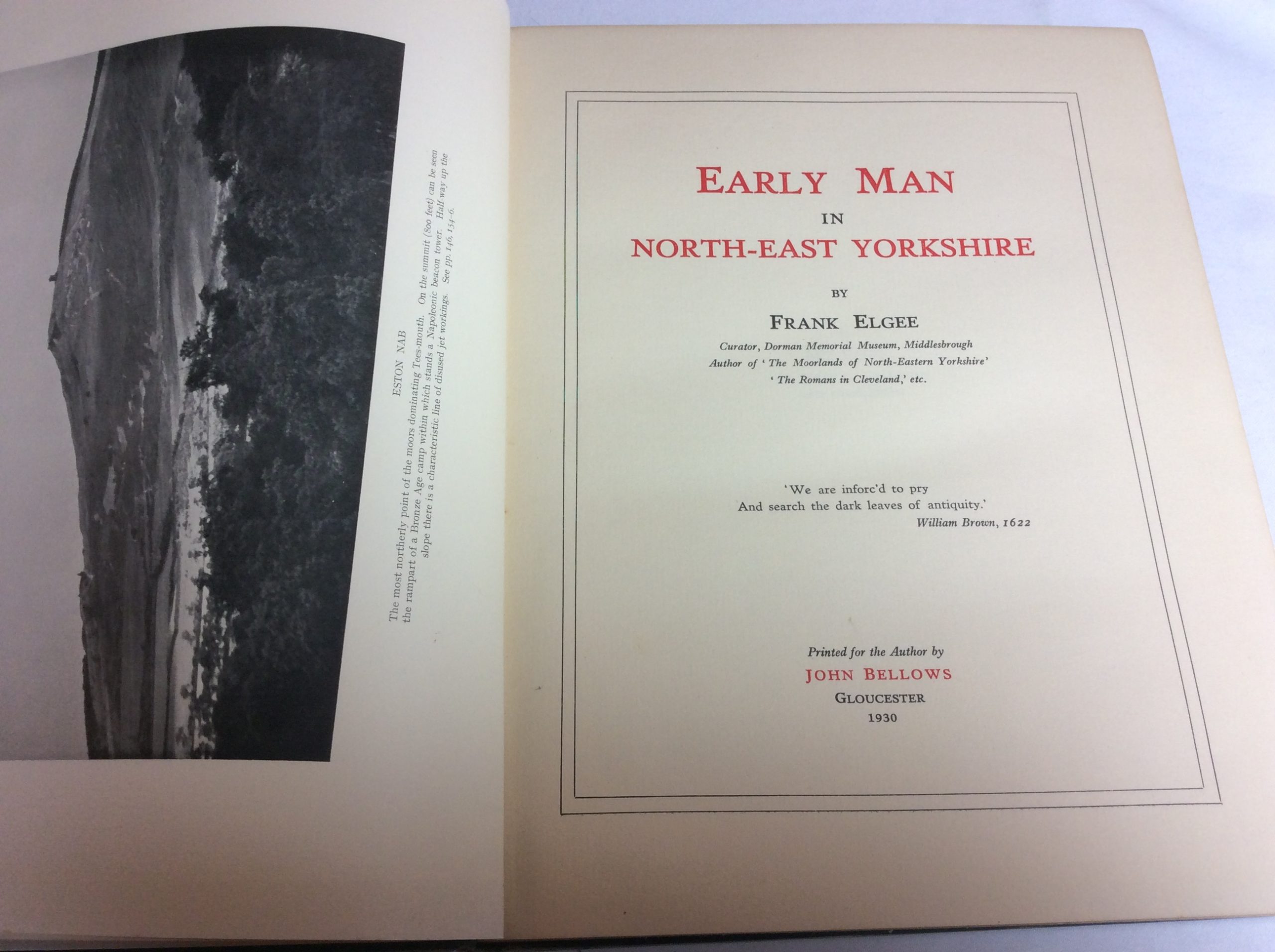 Early Man in North-East Yorkshire by ELGEE, Frank: (1930) First Edition ...
