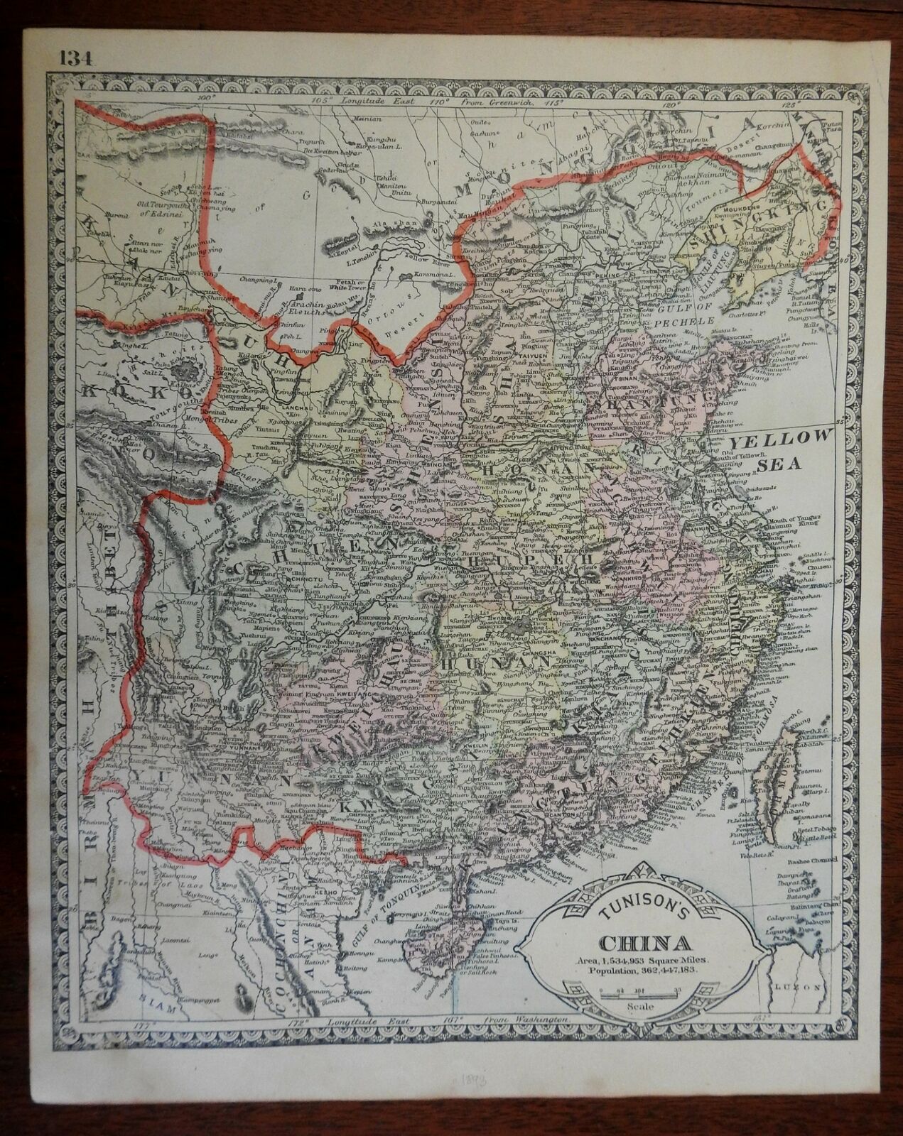 China Political Map Provinces Formosa Taiwan Hong Kong 1892 Tunison map ...