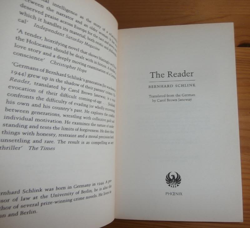 The Reader by Schlink, Bernard: Near Fine Soft cover (1997) 1st Edition ...