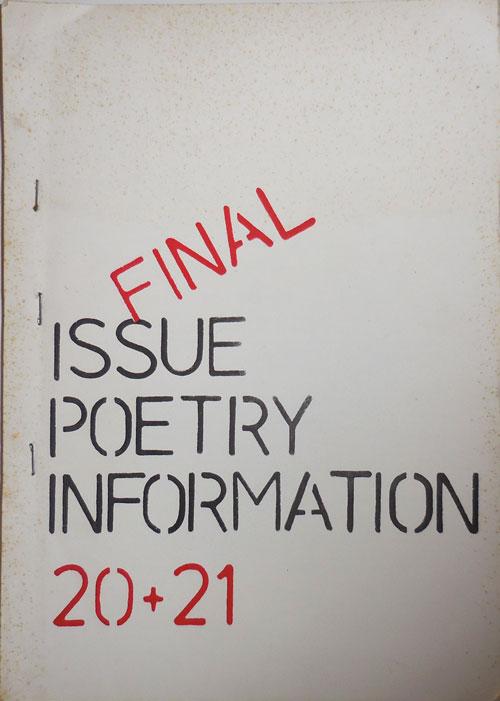 Poetry Information 20 + 21 (Final Issue) by Hodgkiss, Peter, Editor ...