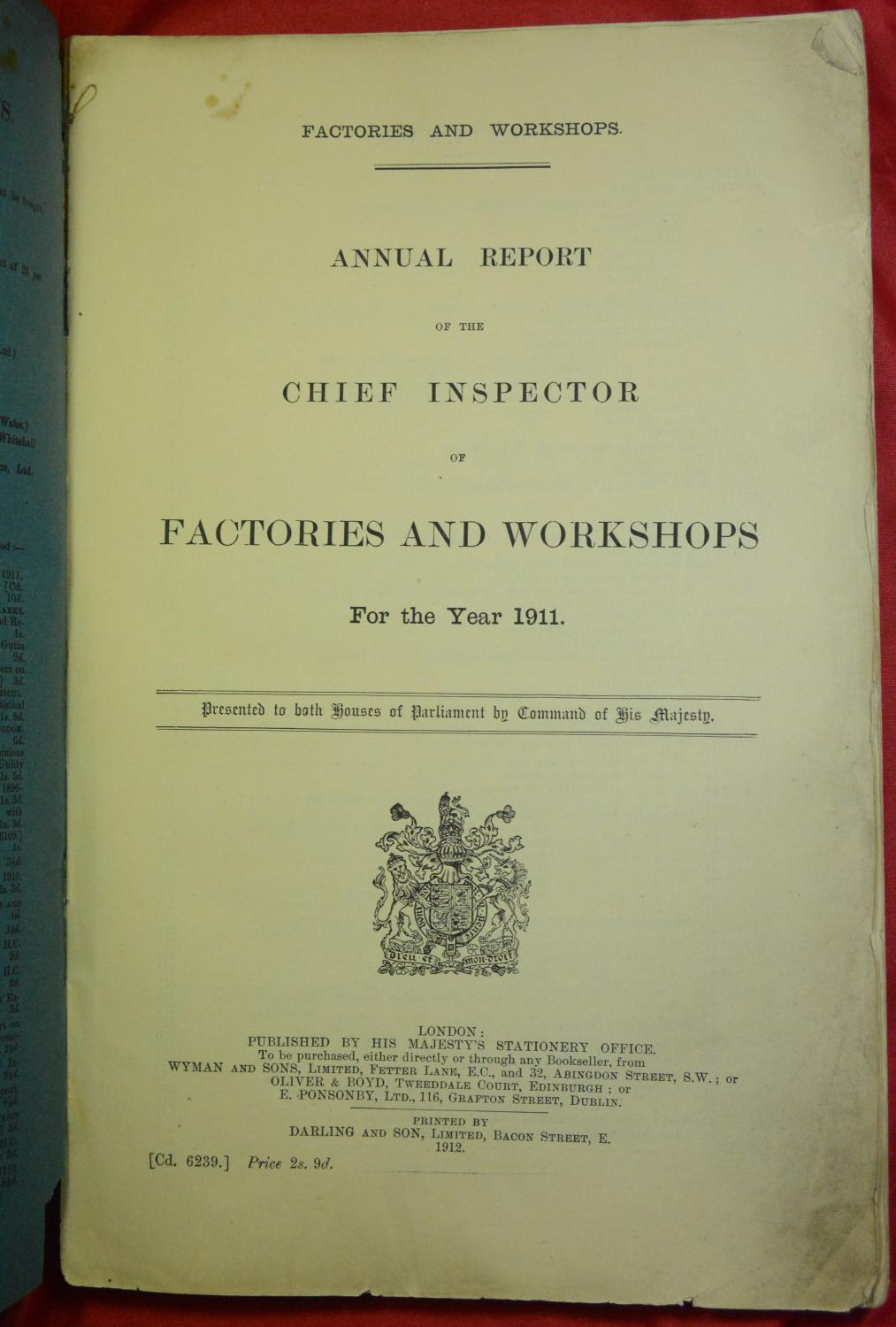 Annual Report of the Chief Inspector of Factories and Workshops for the ...