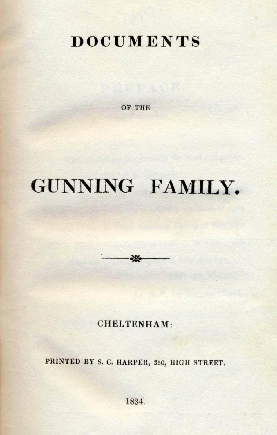 Documents of the Gunning Family. by GUNNING, George.: (1834 ...