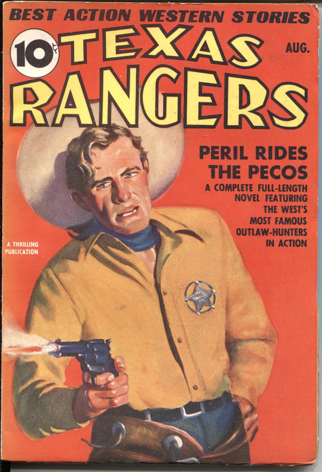 TEXAS RANGERS AUG 1939-HERO PULP FEATURES JIM HATFIELD-LONE WOLF ...