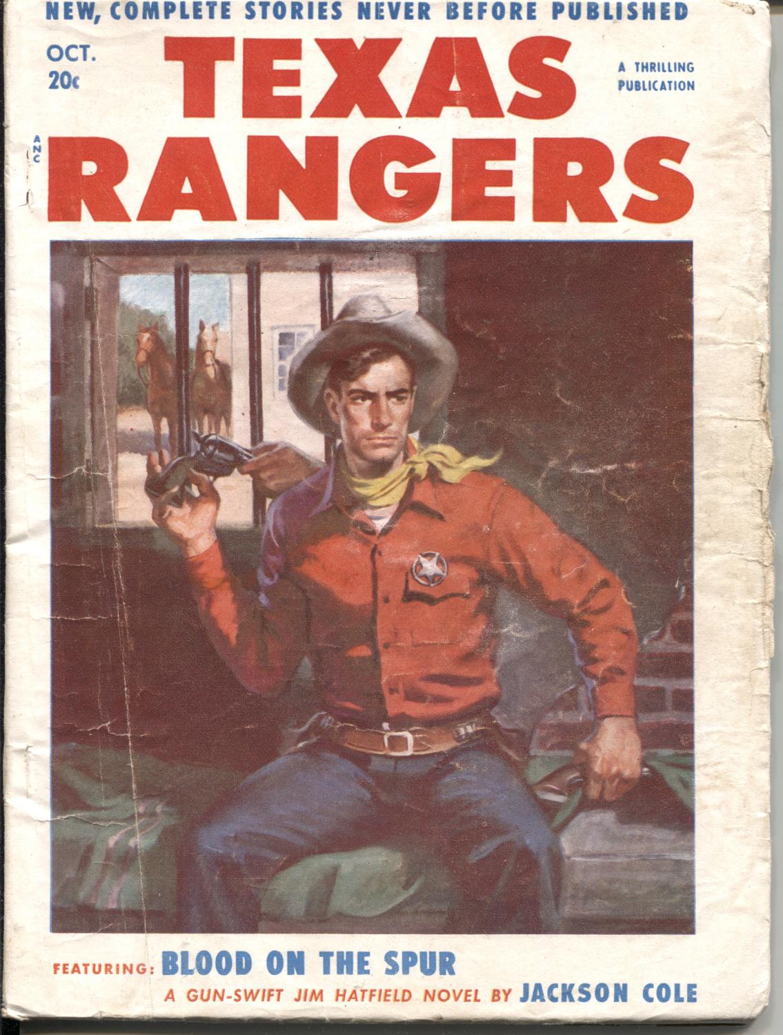 TEXAS RANGERS OCT 1952-HERO PULP FEATURES JIM HATFIELD-LONE WOLF ...