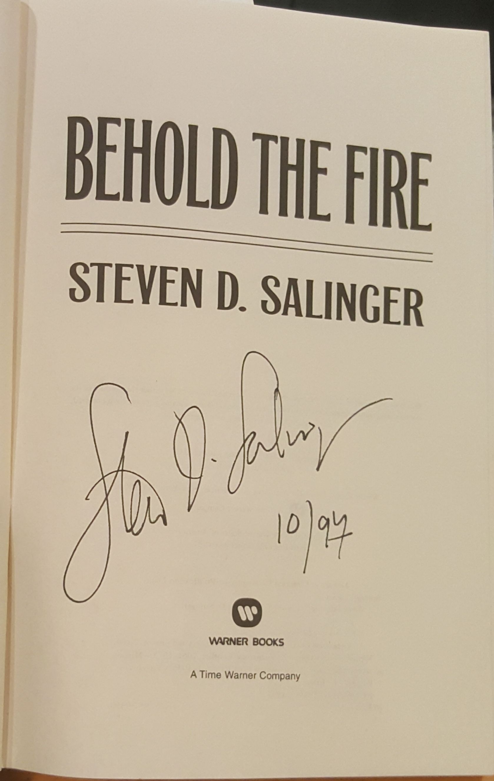 Behold the Fire by Steven D. Salinger: As New Hardcover (1997) 1st ...
