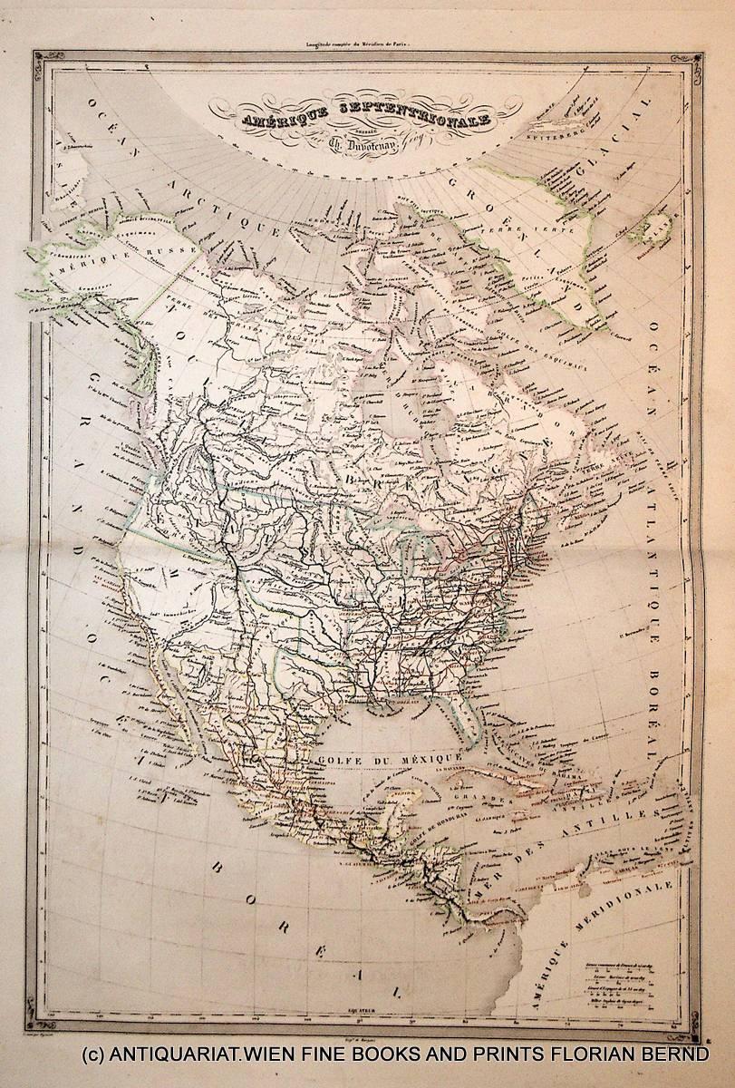 NORTH AMERICA, UNITED STATES MAP c.1839 Amérique septentrionale ...