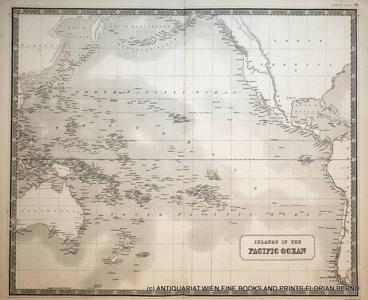 PACIFIC MAP c. 1850,LANDKARTE by Alexander Keith Johnston (1804-1871 ...