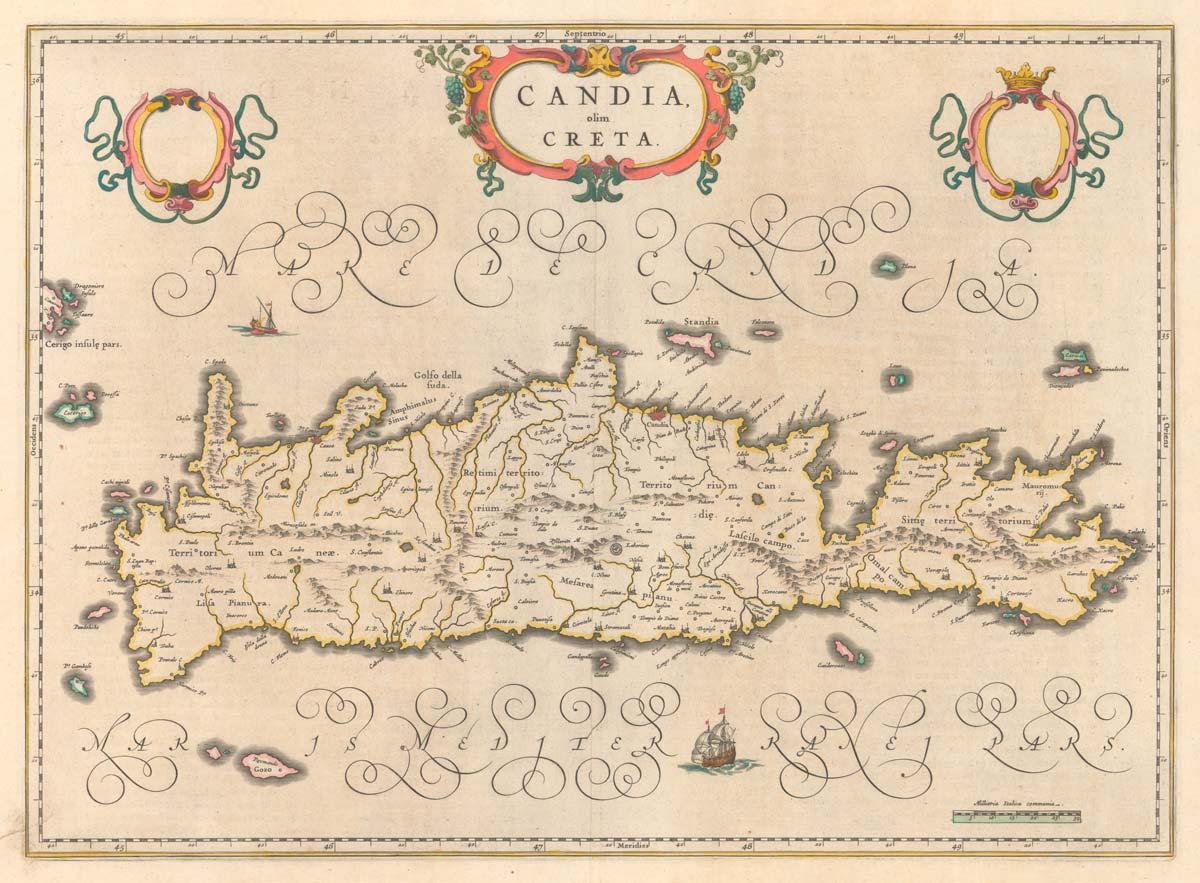 Candia olim Creta. by BLAEU, Johannes.: (1650) Map | Altea Antique Maps