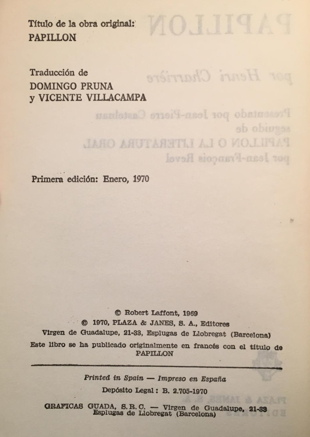Papillon by Henri Charrrière: Excelente Encuadernación de tapa dura ...