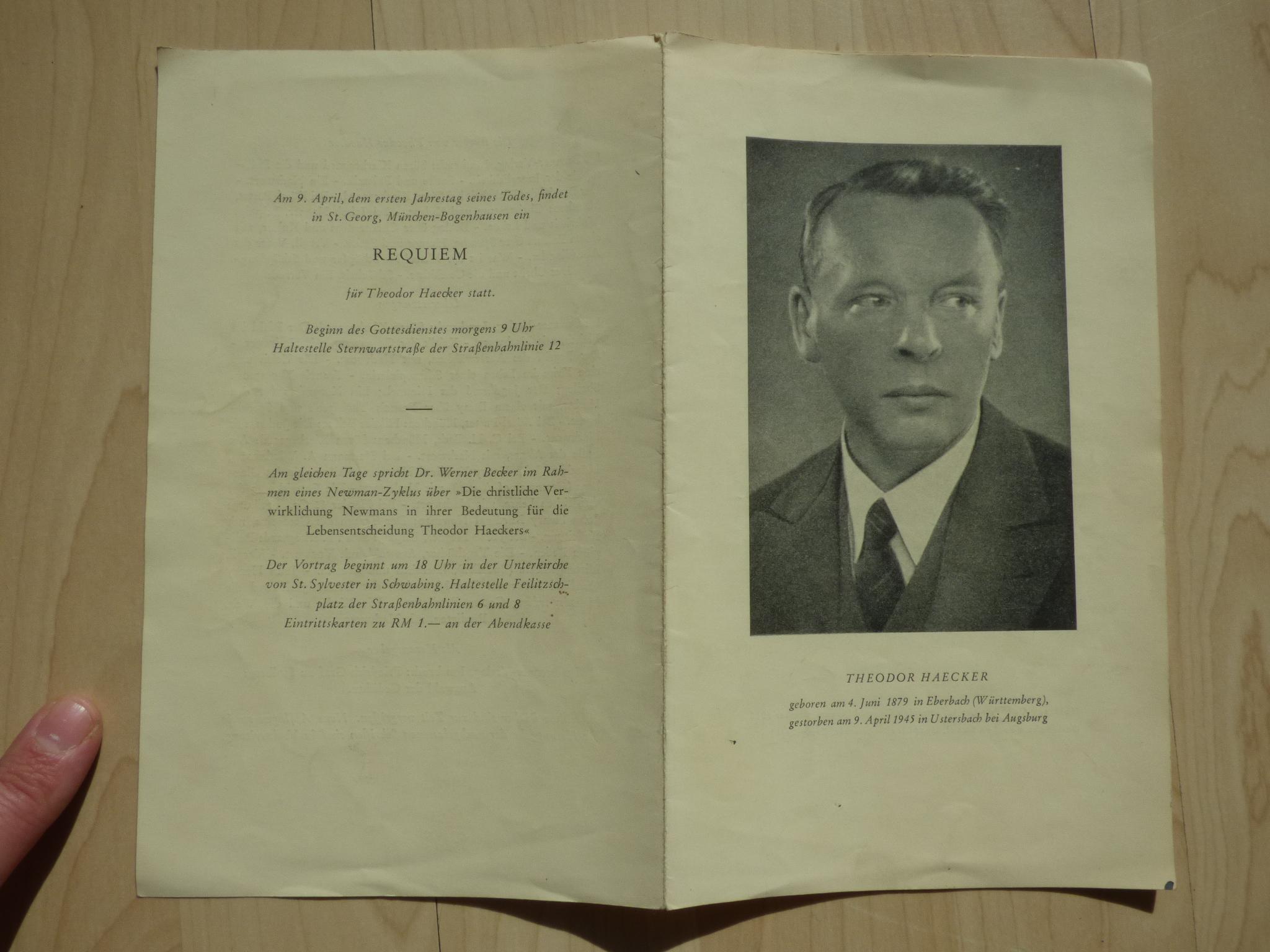 Theodor Haecker, geboren am 4. Juni 1879 in Eberbach (Württemberg ...