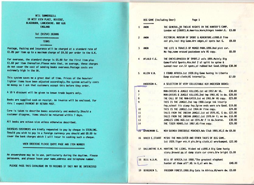 Big Game Book Catalogues (two off) by Summersgill, Neil: Fine Soft ...