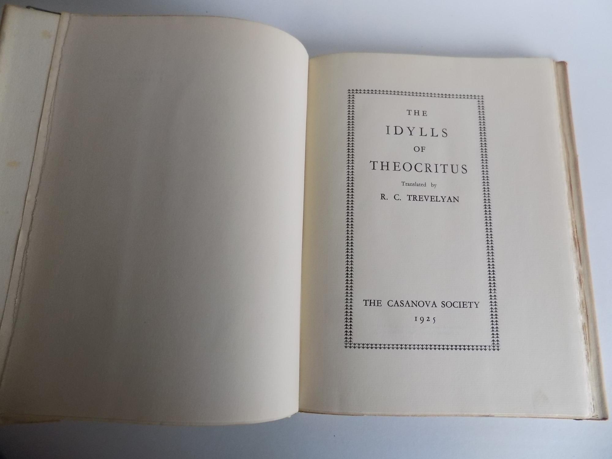 The Idylls of Theocritus. Translated by R. C. Trevelyan. by Theocritus ...