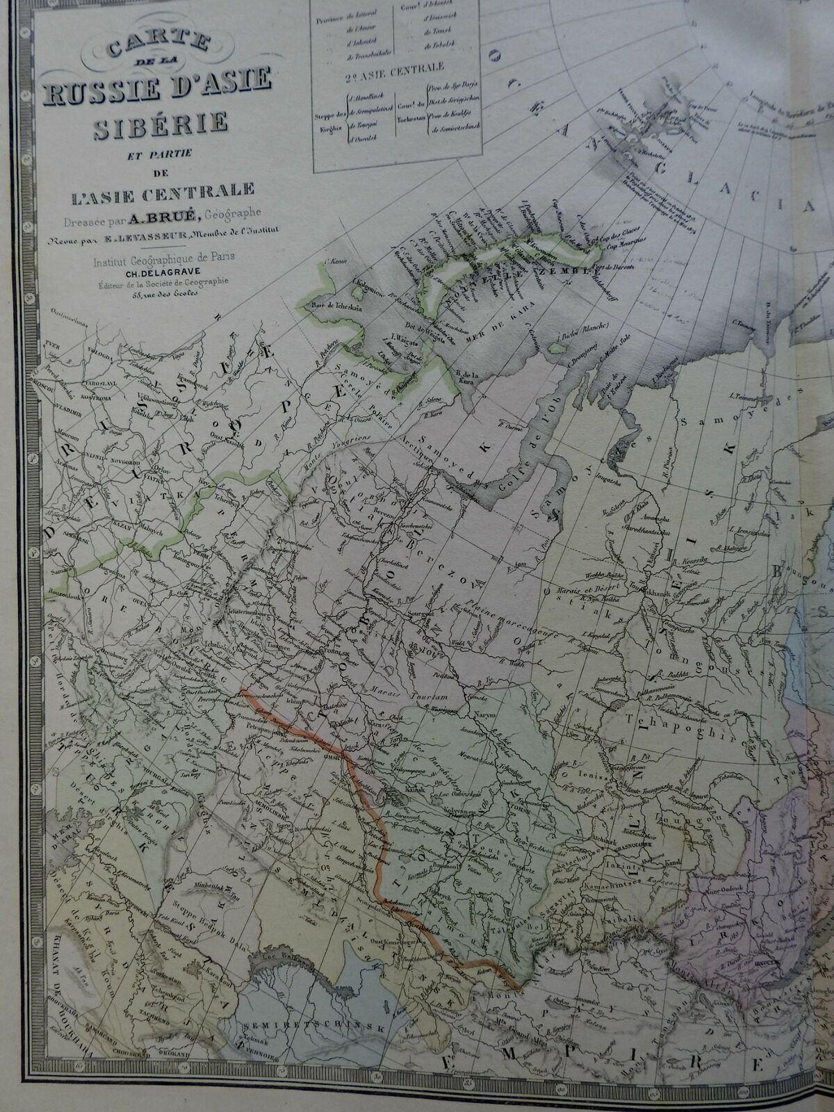 Central Asia Siberia Russia Mongolia c 1830's Brue large detailed map ...