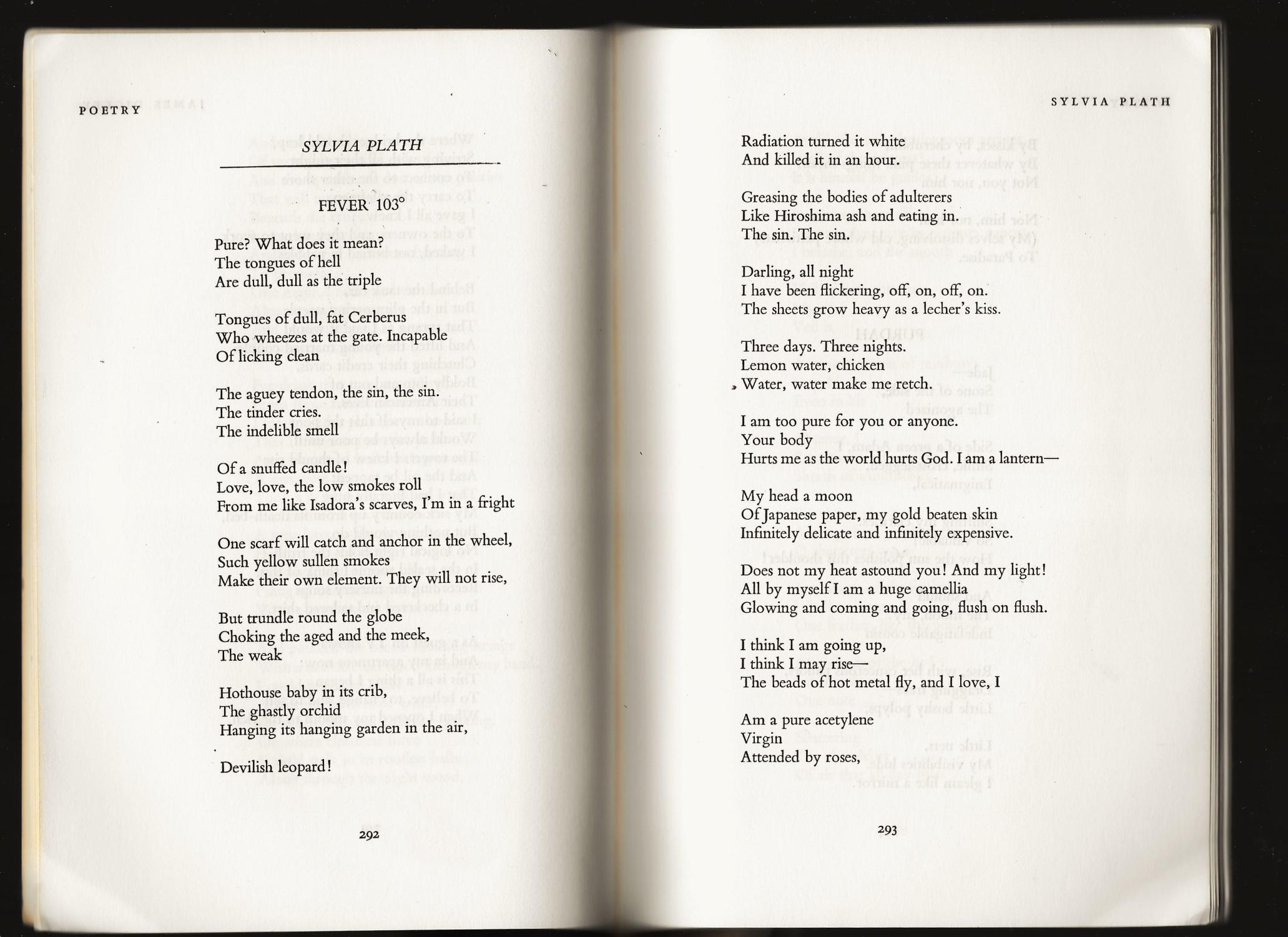 Fever 103, Purdah, Eavesdropper in Poetry Magazine by Plath, Sylvia ...