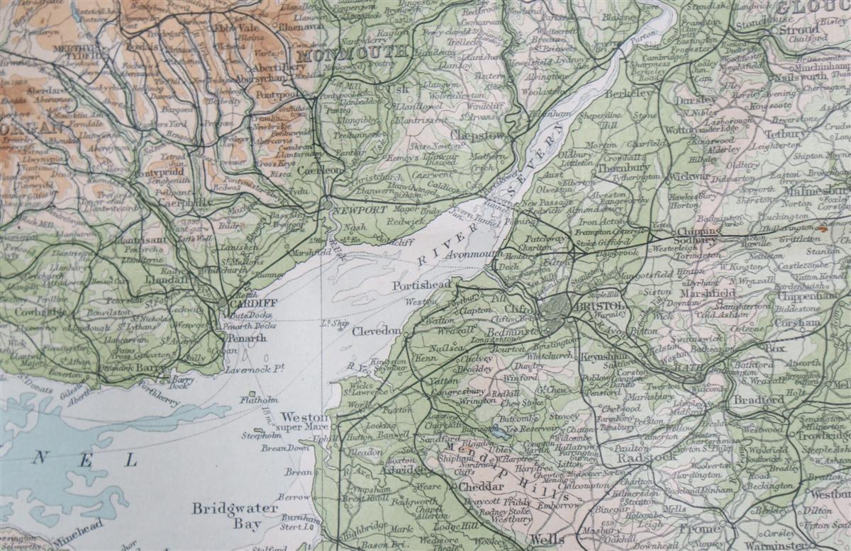 Map of South West England and South Wales from the 1920 Times Atlas ...