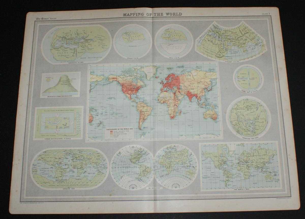"Mapping of the World" - Plate 1 from the 1920 Times Atlas, single ...