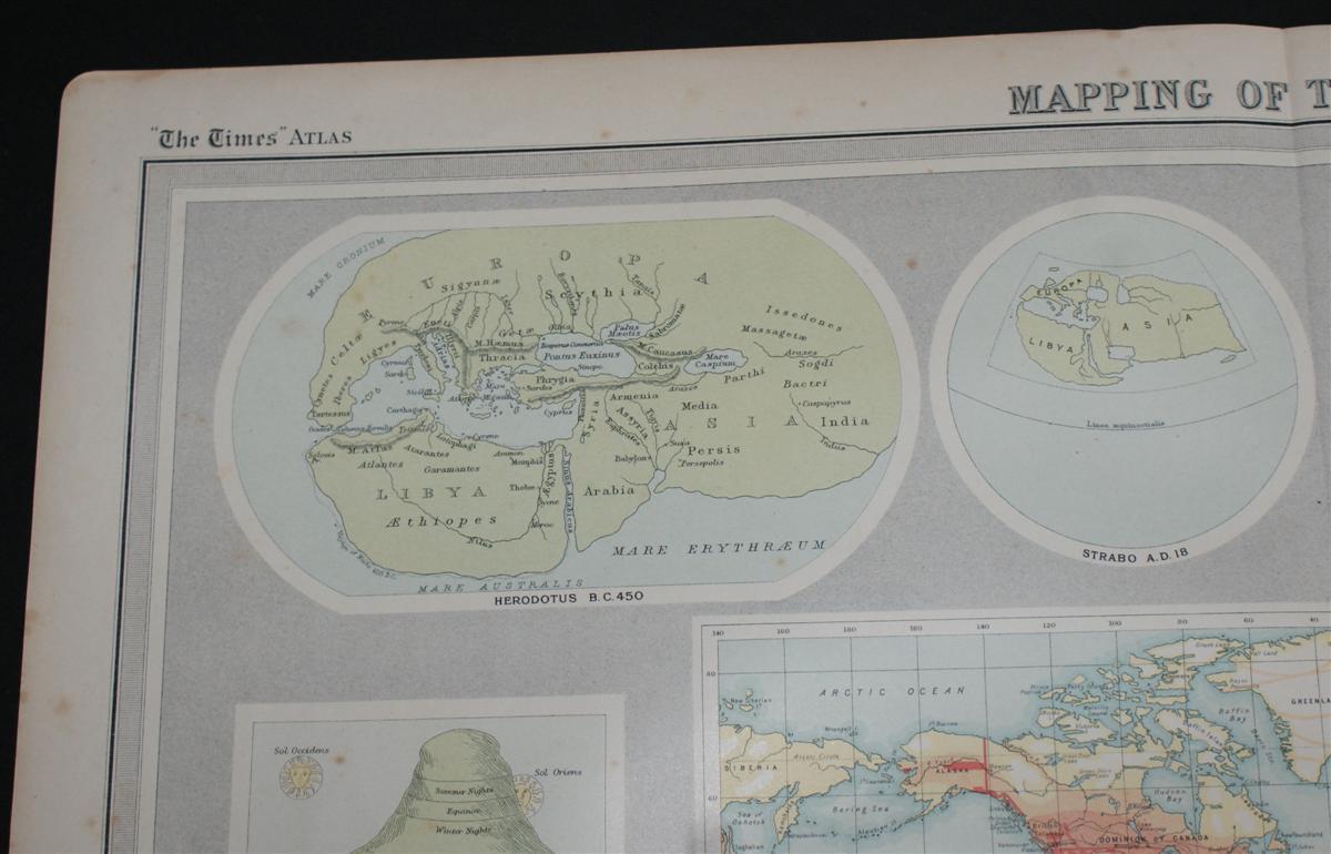 "Mapping of the World" - Plate 1 from the 1920 Times Atlas, single ...