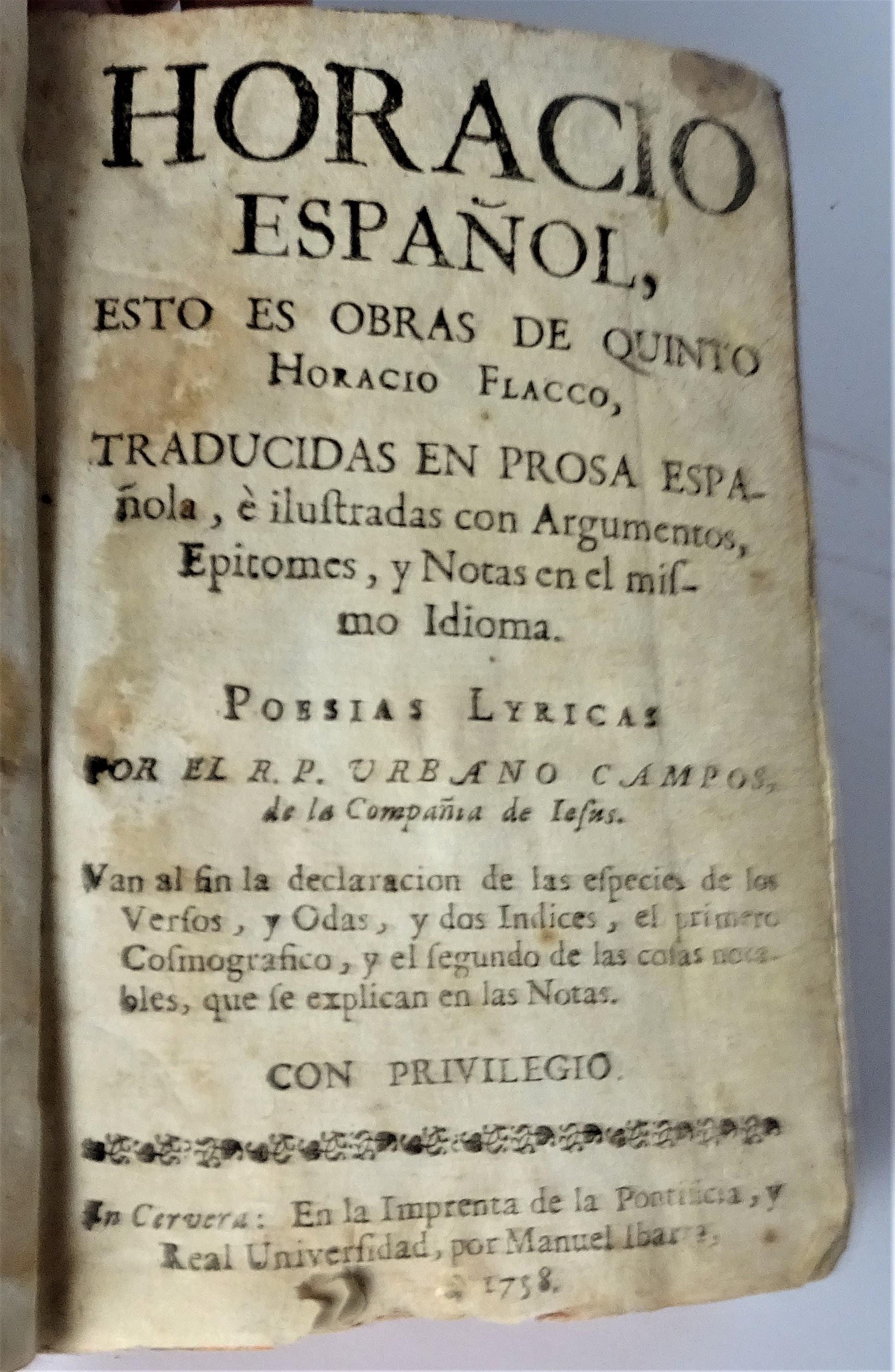HORACIO ESPAÑOL, ESTO ES OBRA DE QUINTO HORACIO FLACCO.: Aceptable ...