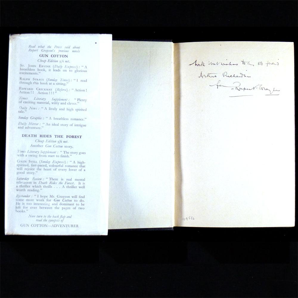 Gun Cotton - Adventurer - Inscribed by GRAYSON, Rupert: (1933) 1st ...