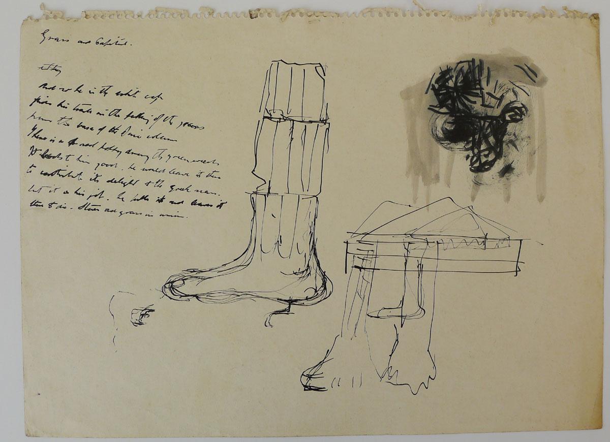 William Gear drawing titled Grass and Capital Ink Drawing with Text. von GEAR, William: (1937 ...