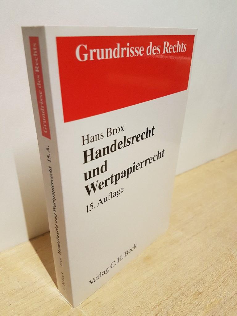 handelsrecht und wertpapierrecht von hans brox - ZVAB