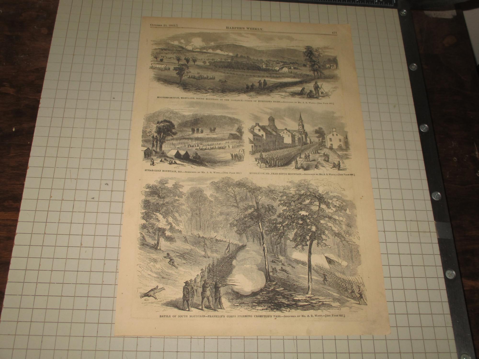 1862 Harper's Weekly Civil War Engravings of "Battle of South Mountain ...