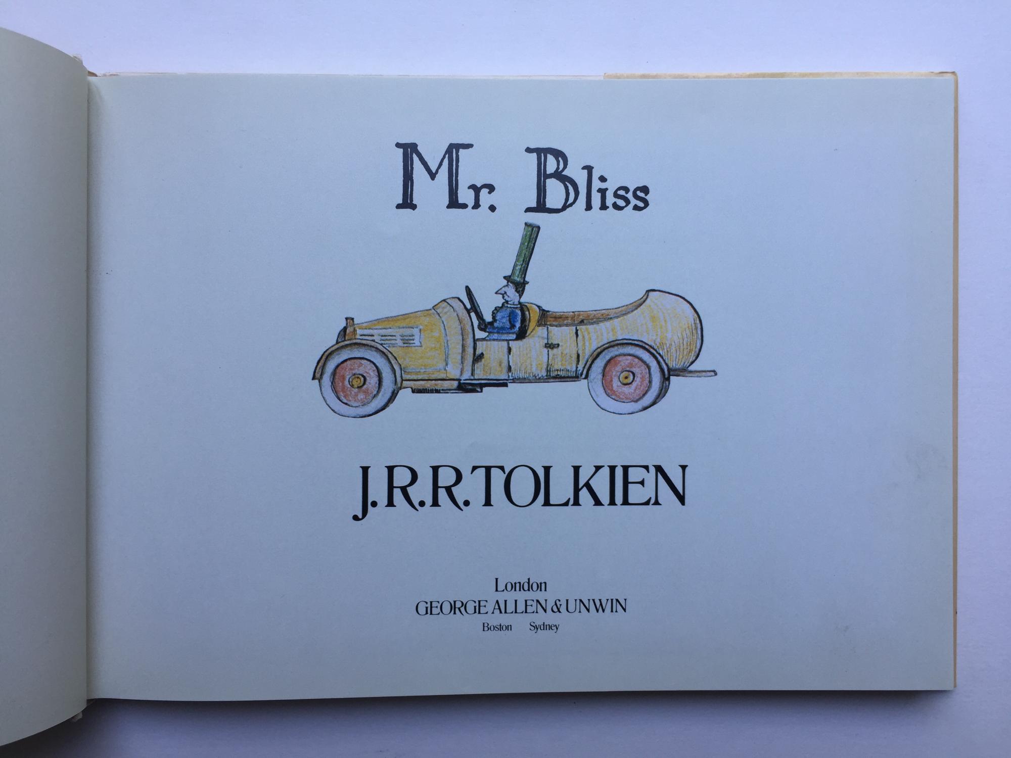 Mr. Bliss by Tolkien, J. R. R: Very Good Hardcover (1982) 1st Edition ...