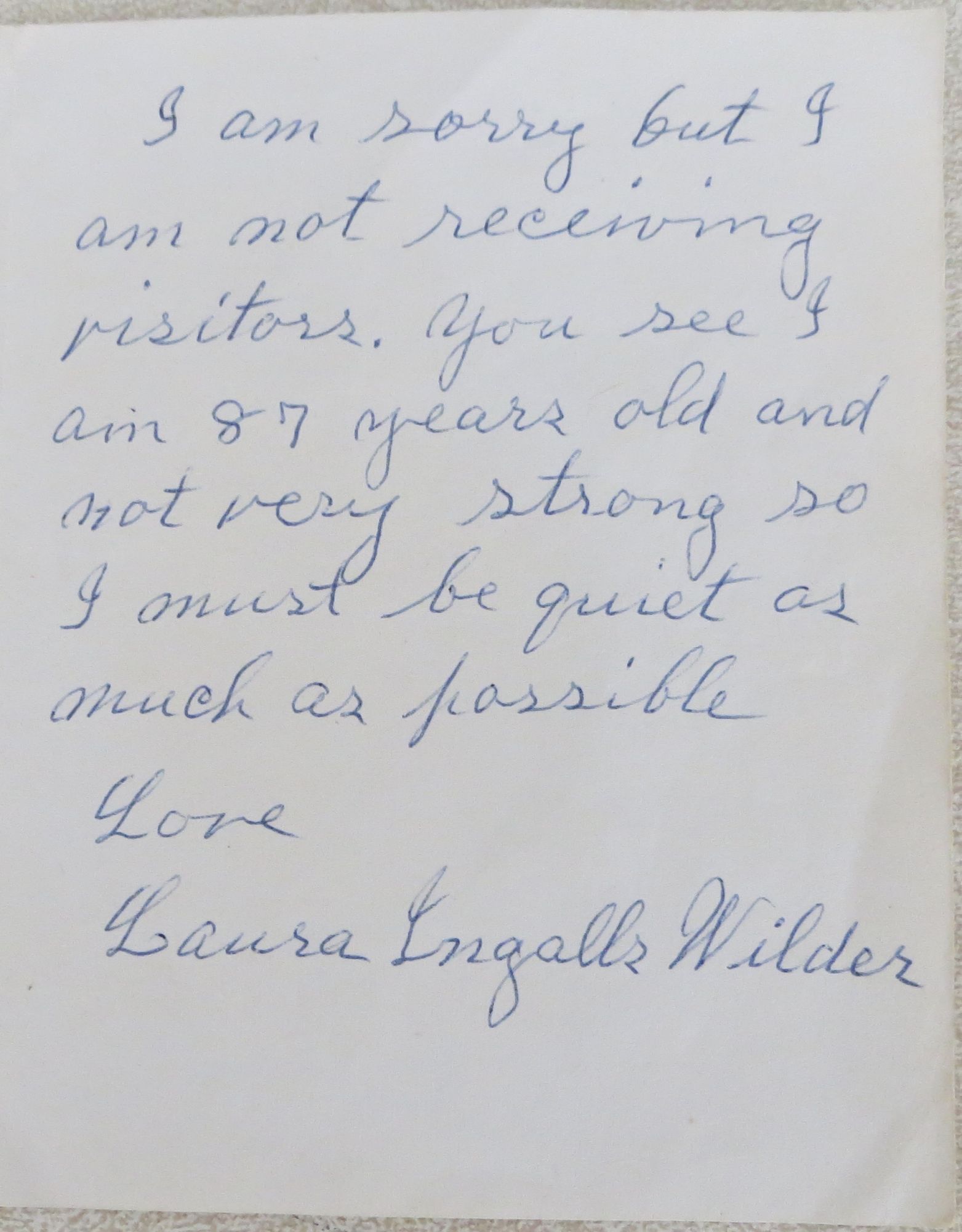 Autograph Letter Signed by Wilder, Laura Ingalls: letter in very good ...