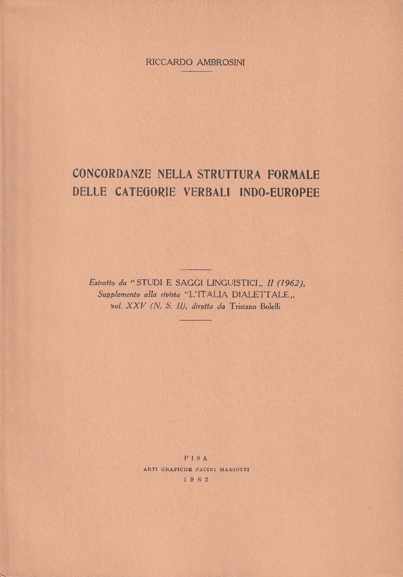 Concordanze nella struttura formale delle categorie verbali indo ...