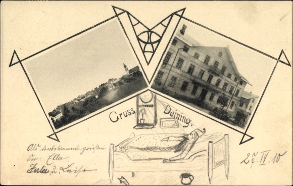 Jugendstil Ansichtskarte / Postkarte Deining Egling in Oberbayern ...