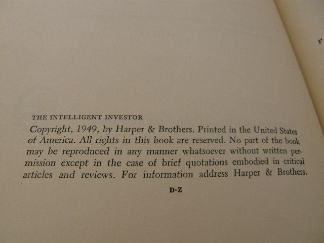 The Intelligent Investor By Graham Benjamin Fine Hardcover 1949 1st