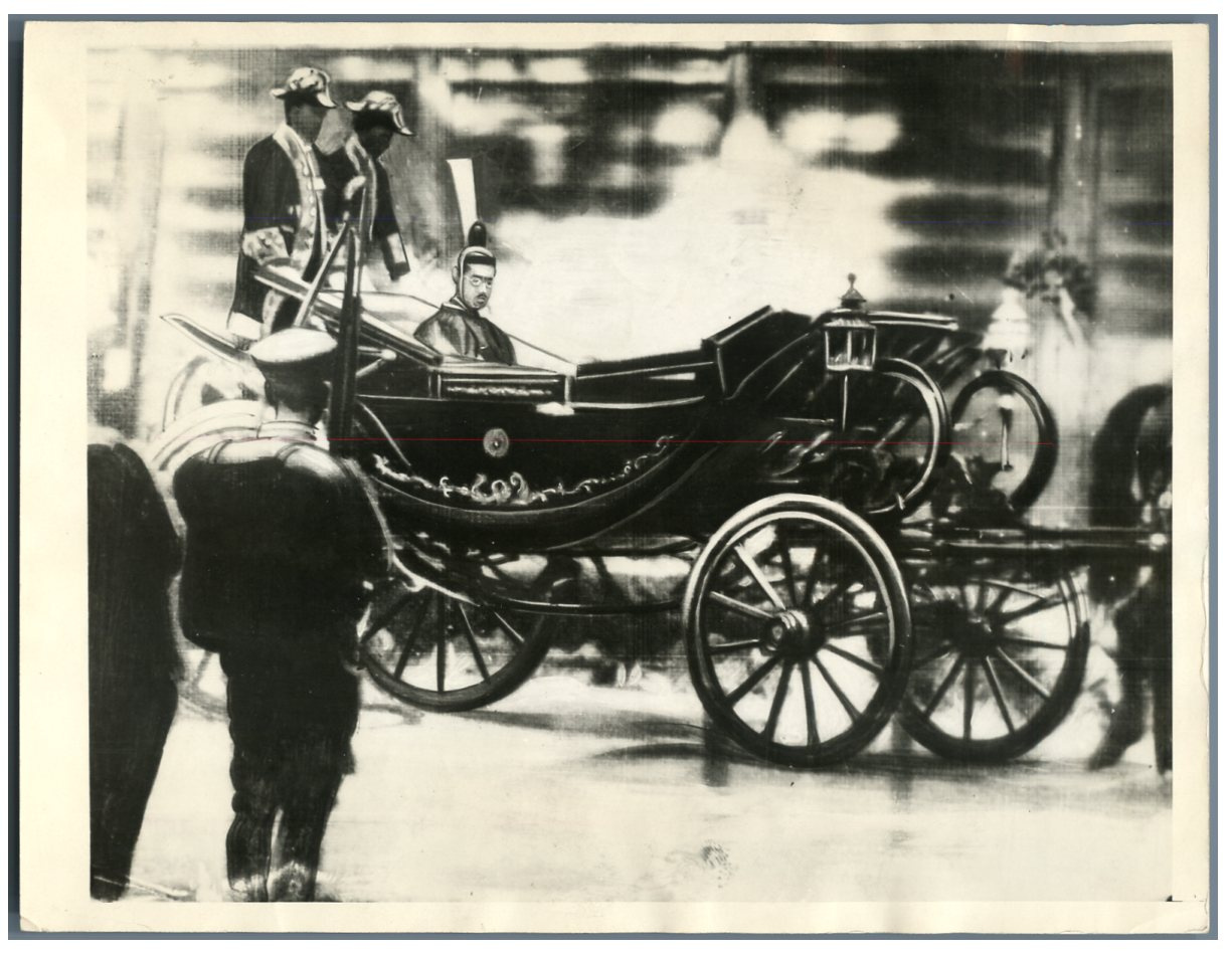 Japan, Tokyo, Emperor of Japan rides in open carriage by Photographie ...