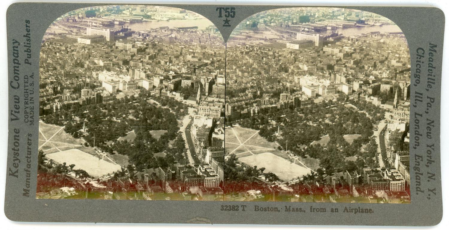 Stereo, USA, Massachusetts, Boston from an airplane, circa 1900 von ...