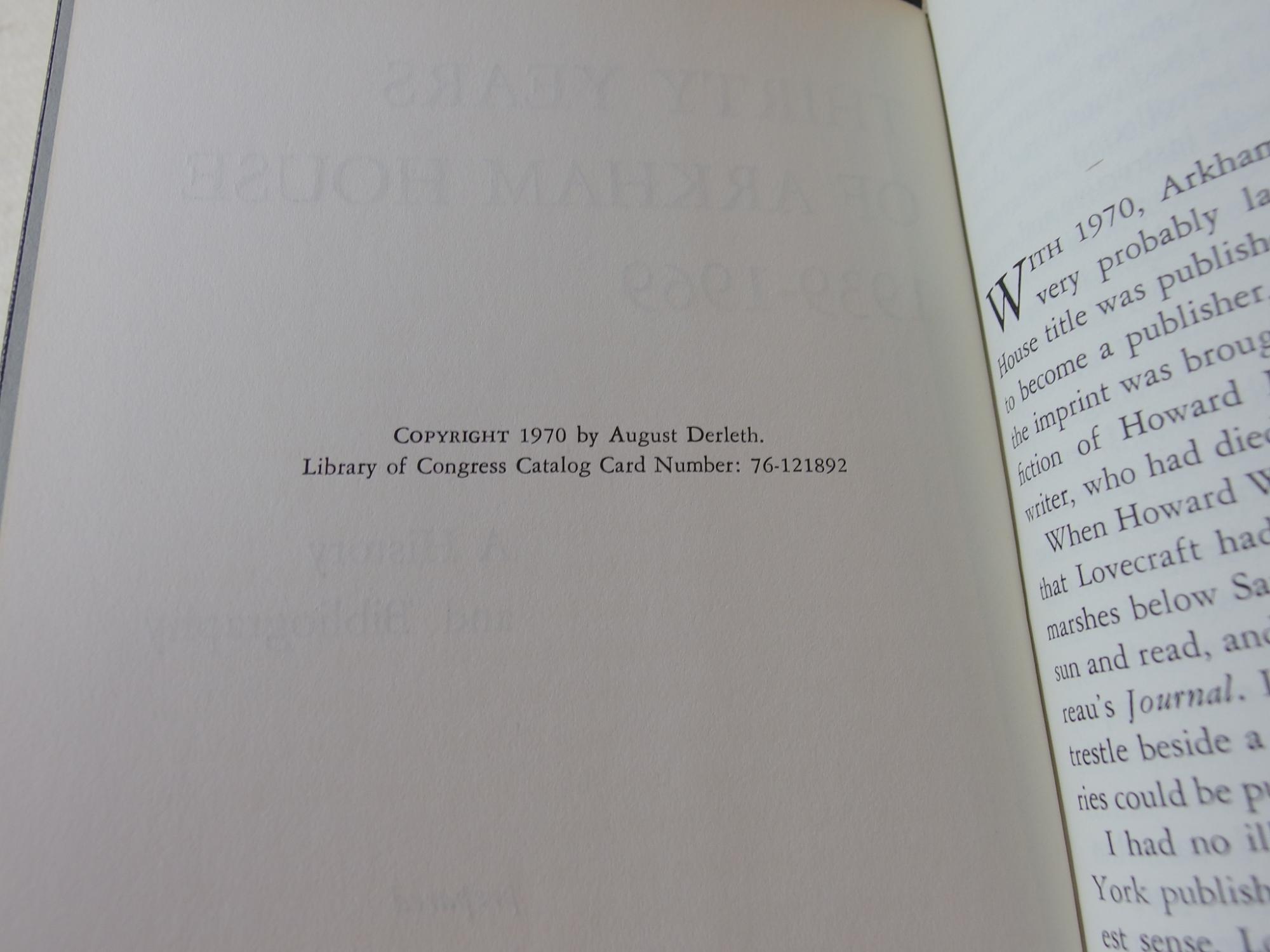 Thirty Years of Arkham House 1939-1969 by August Derleth: Fine ...
