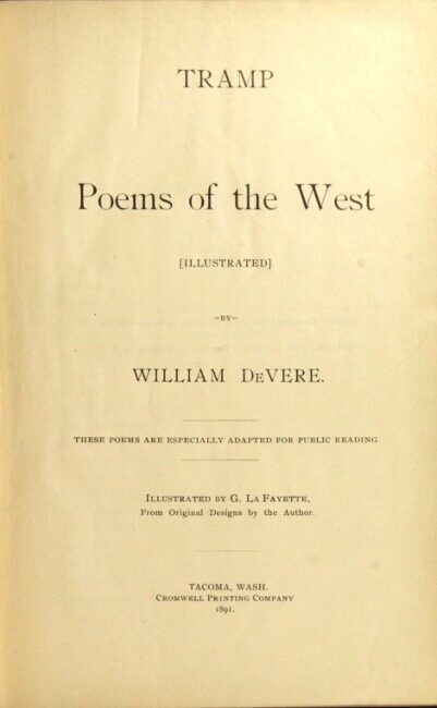 Tramp poems of the West by DeVere, William: (1891) | Rulon-Miller Books ...