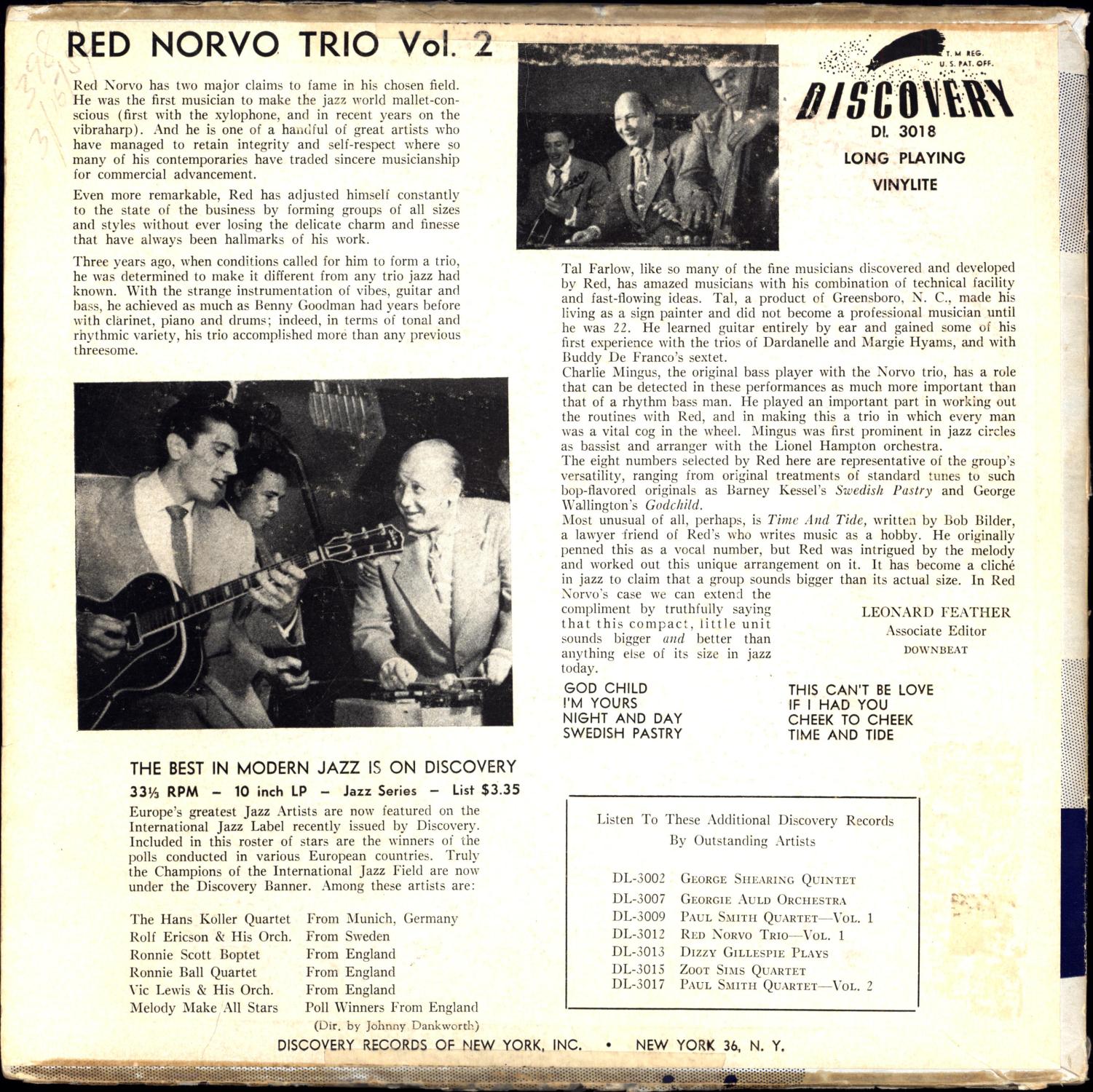 Red Norvo Trio Volume Two (10-INCH VINYL JAZZ LP) by Red Norvo Trio ...