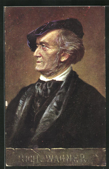 Ansichtskarte Portrait Richard Wagner, mit Mütze, im seitl. Profil ...