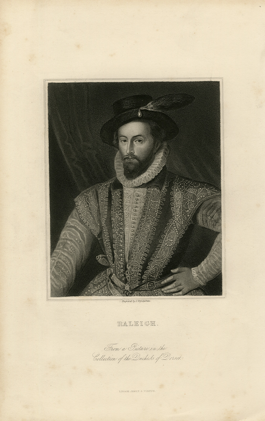 Antique Print-PORTRAIT-WALTER RALEIGH-EXPLORER-Posselwhite-ca. 1860 ...