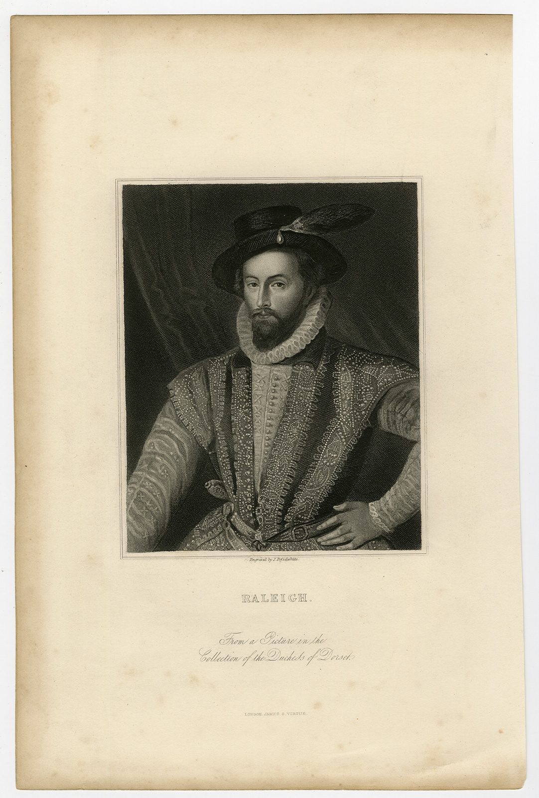 Antique Print-PORTRAIT-WALTER RALEIGH-EXPLORER-Posselwhite-ca. 1860 ...